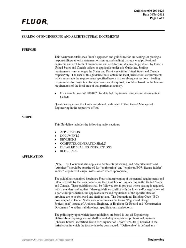Sealing of Engineering and Architectural Documents | PDF ...