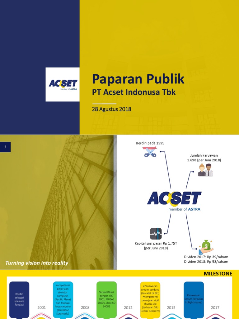 Kinerja dan Strategi PT Acset 2018 | PDF