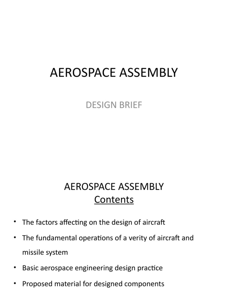 Aerospace Assembly Design Overview | PDF | Aircraft | Drag (Physics)