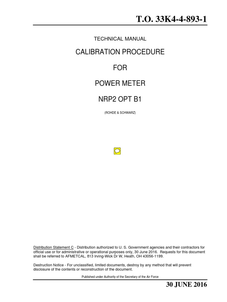 Calibration Procedure FOR Power Meter Nrp2 Opt B1: Technical Manual ...