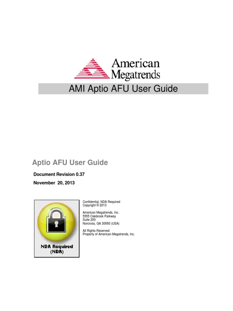AMI Aptio AFU User Guide NDA PDF | PDF | Bios | Flash Memory
