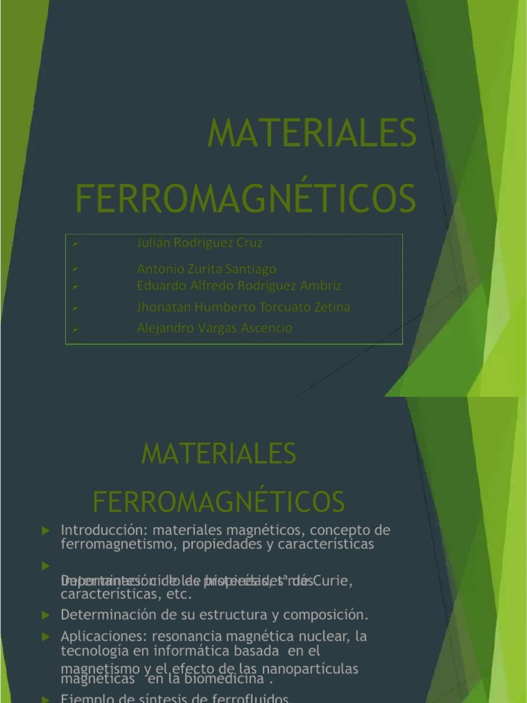 Propiedades y Aplicaciones de Materiales Ferromagnéticos | PDF ...