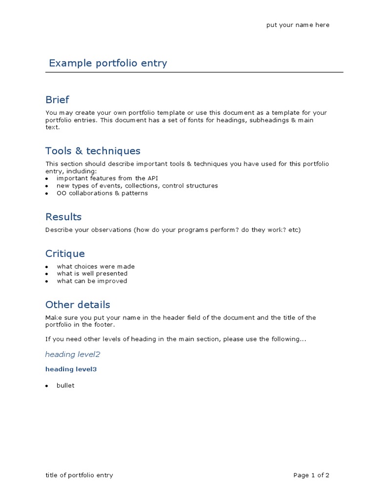 Example Portfolio Entry: Heading Level2 | PDF