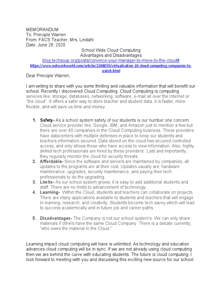 Memo Cloud Computing | PDF | Cloud Computing | Information And ...