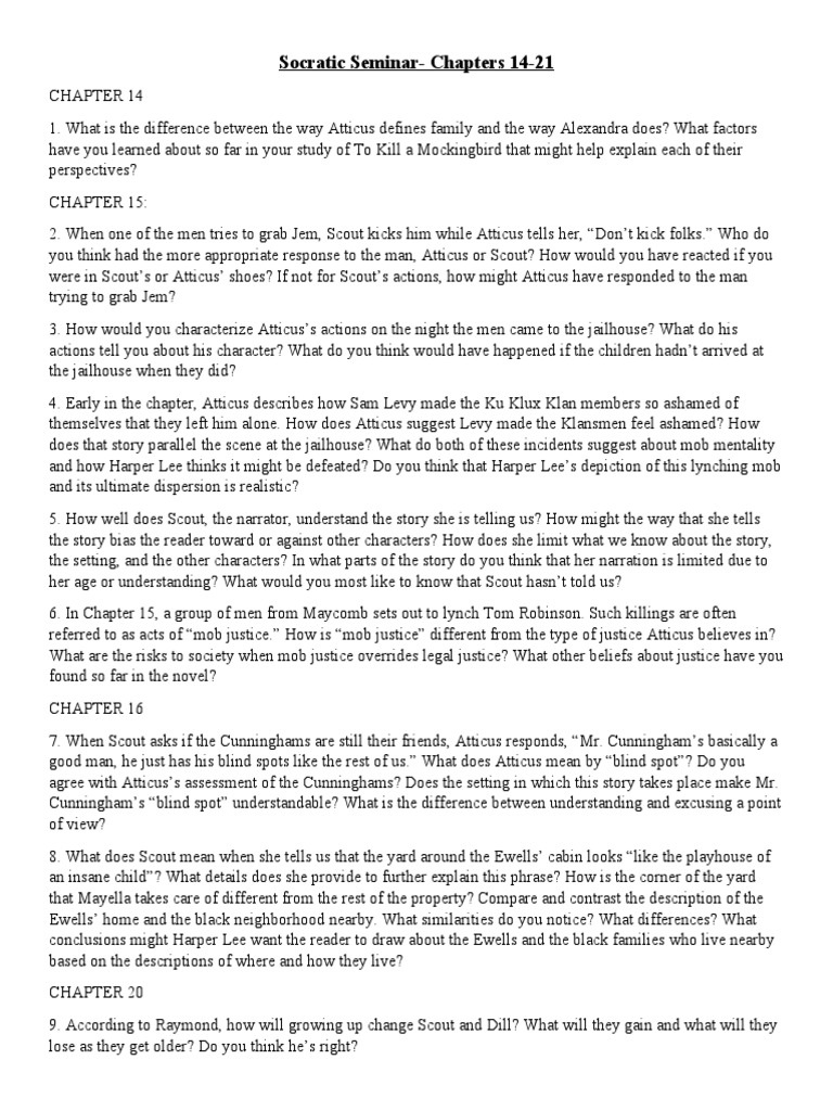 Socratic Seminar | PDF | To Kill A Mockingbird