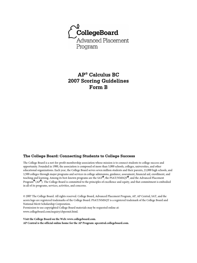 AP Calculus BC 2007 Scoring Guidelines Form B: The College Board ...
