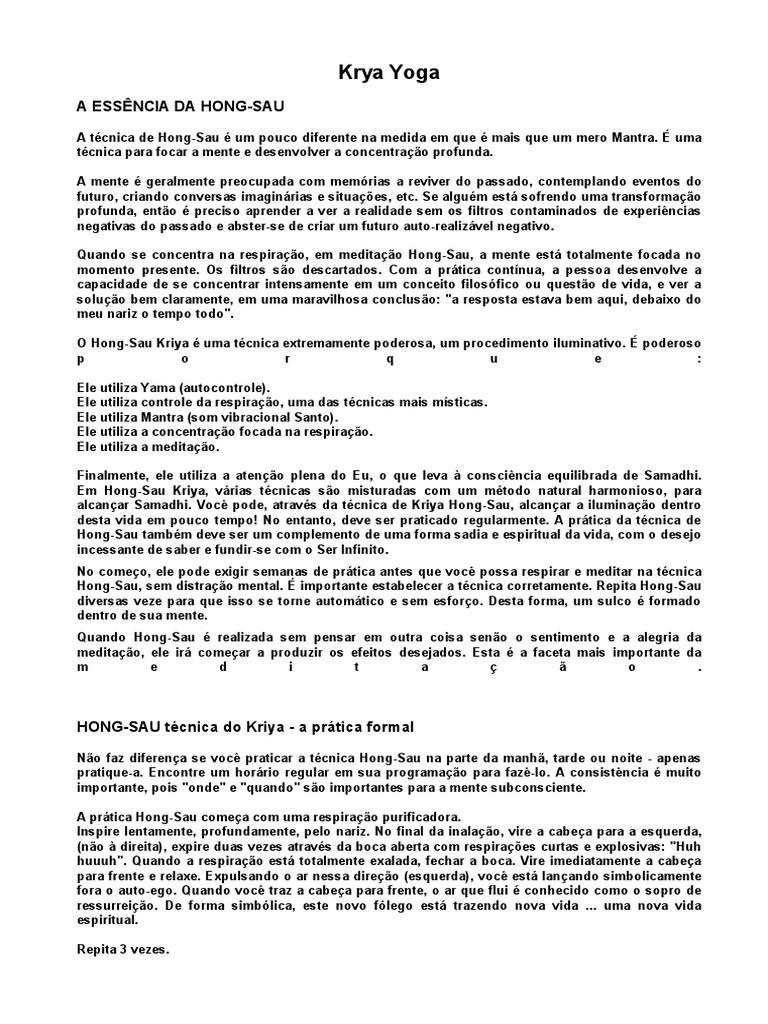 Hong Sau - Técnica | PDF | Mantra | Mente