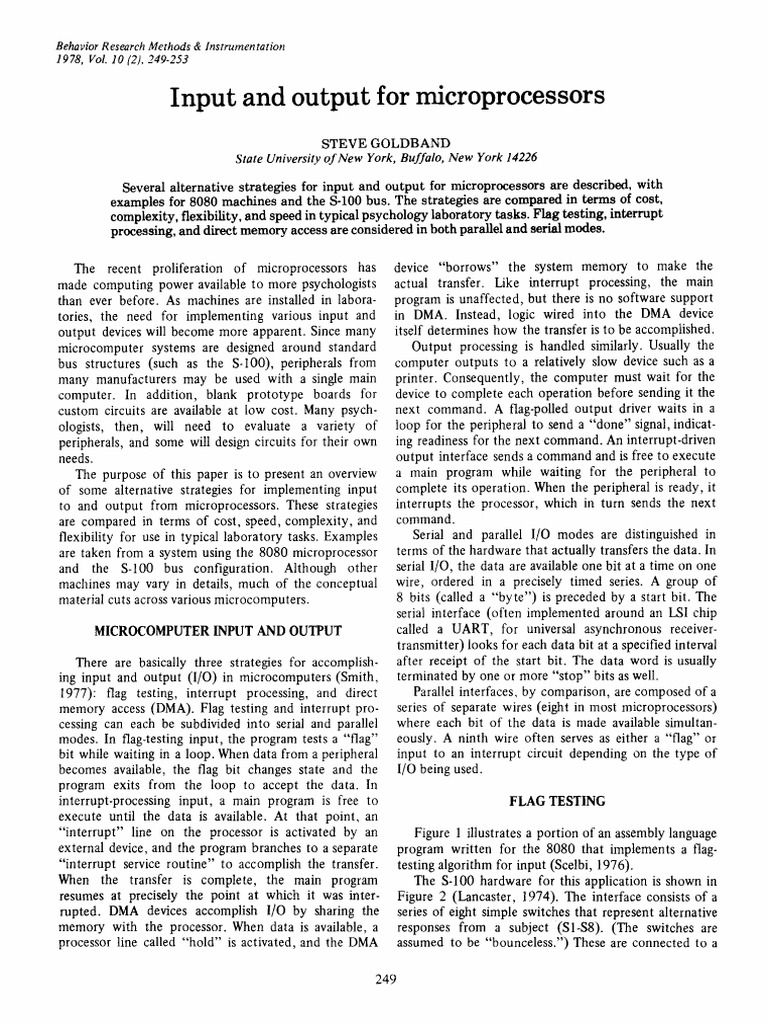 Input And Output For Microprocessors State University Ofnew York