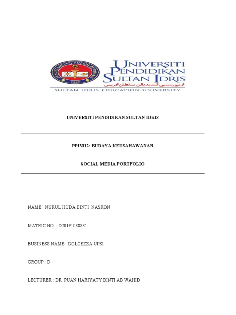Universiti Pendidikan Sultan Idris: Name: Nurul Huda Binti Nasron | PDF