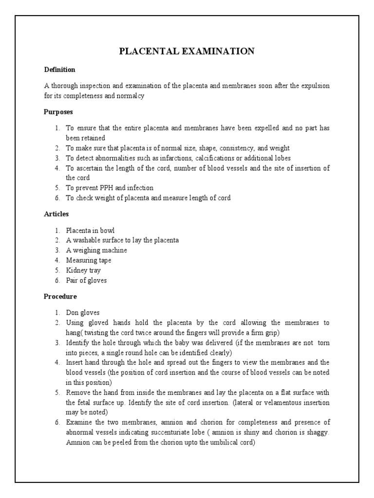 Placental Examination | PDF | Placenta | Anatomy