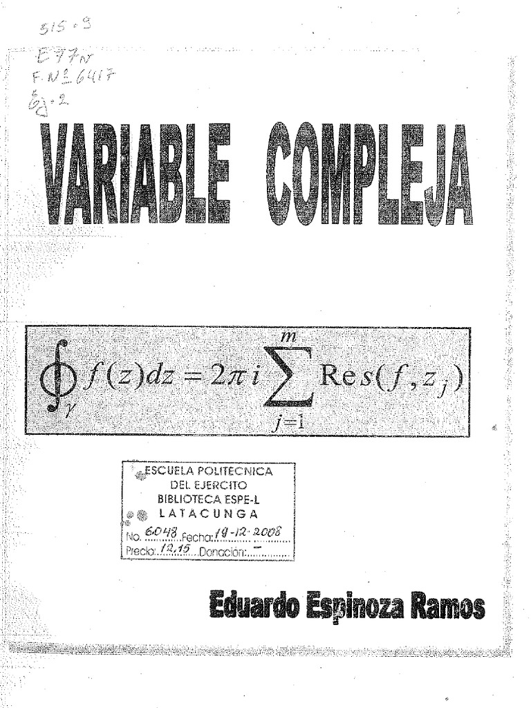 Variable Compleja, Espinoza PDF | PDF