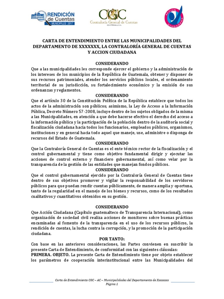 Modelo de Carta de Entendimiento | PDF | Responsabilidad ...