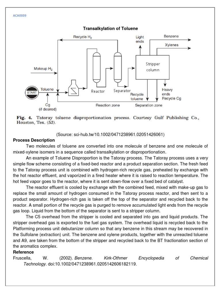 Toluene Transalkylation Process | PDF | Chemical Reactor | Benzene