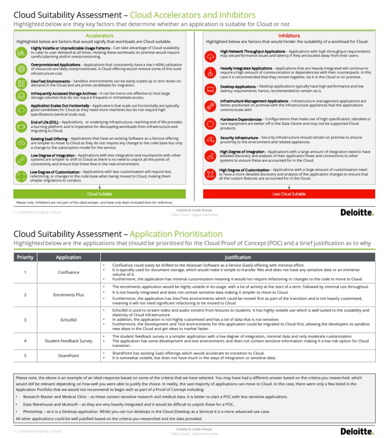 Deloitte Cloud Migration Suitability Assessment | PDF | Scalability ...