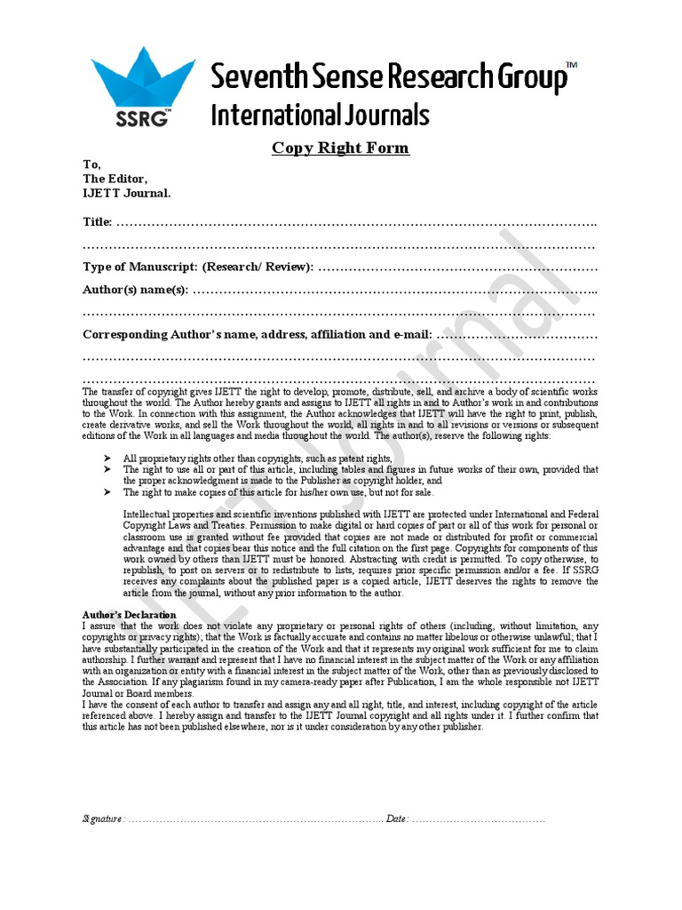 Copy Right Form: Author's Declaration | PDF | Proprietary Software ...