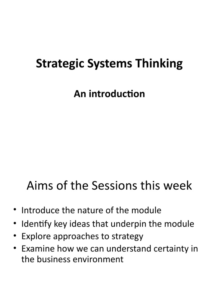 SST Week 1 2016 | PDF | Strategic Management | System