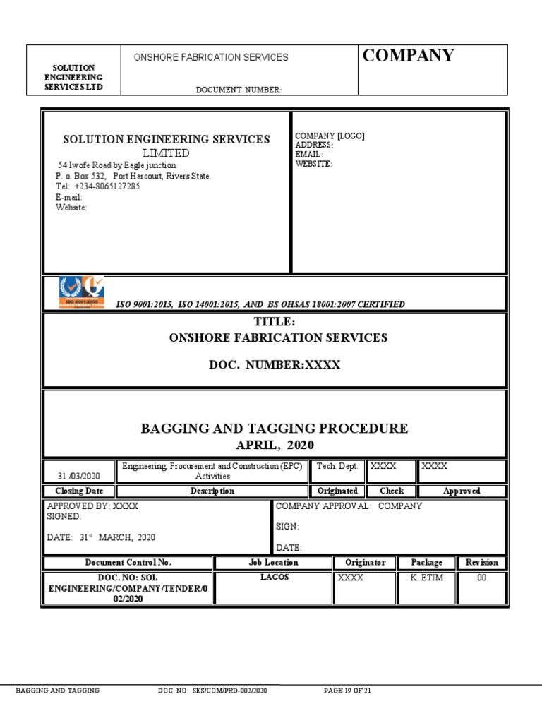 Bagging and Tagging Procedures Guide | PDF | Packaging And Labeling | Rust
