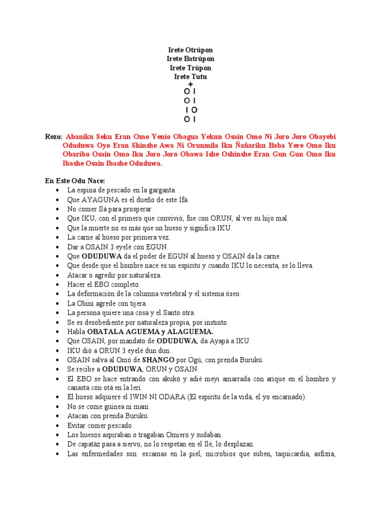 Irete Batrúpon: Significado y Rezos | PDF | Santeria | Religión y creencia