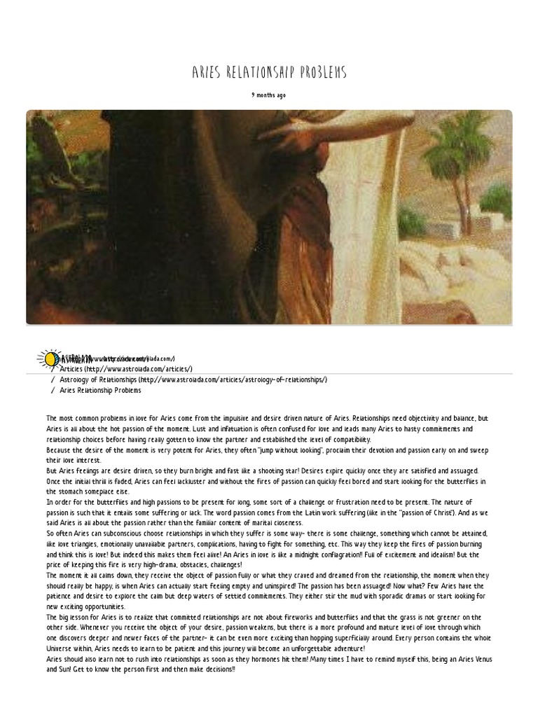Astrolada - Aries Relationship Problems | PDF | The Planets | Love