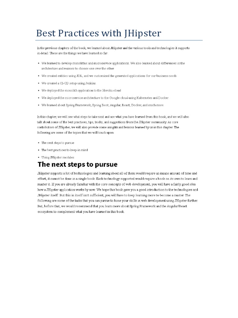 Best Practices With JHipster PDF | PDF