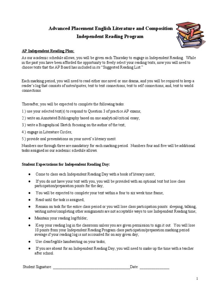 Advanced Placement English Literature and Composition Independent ...
