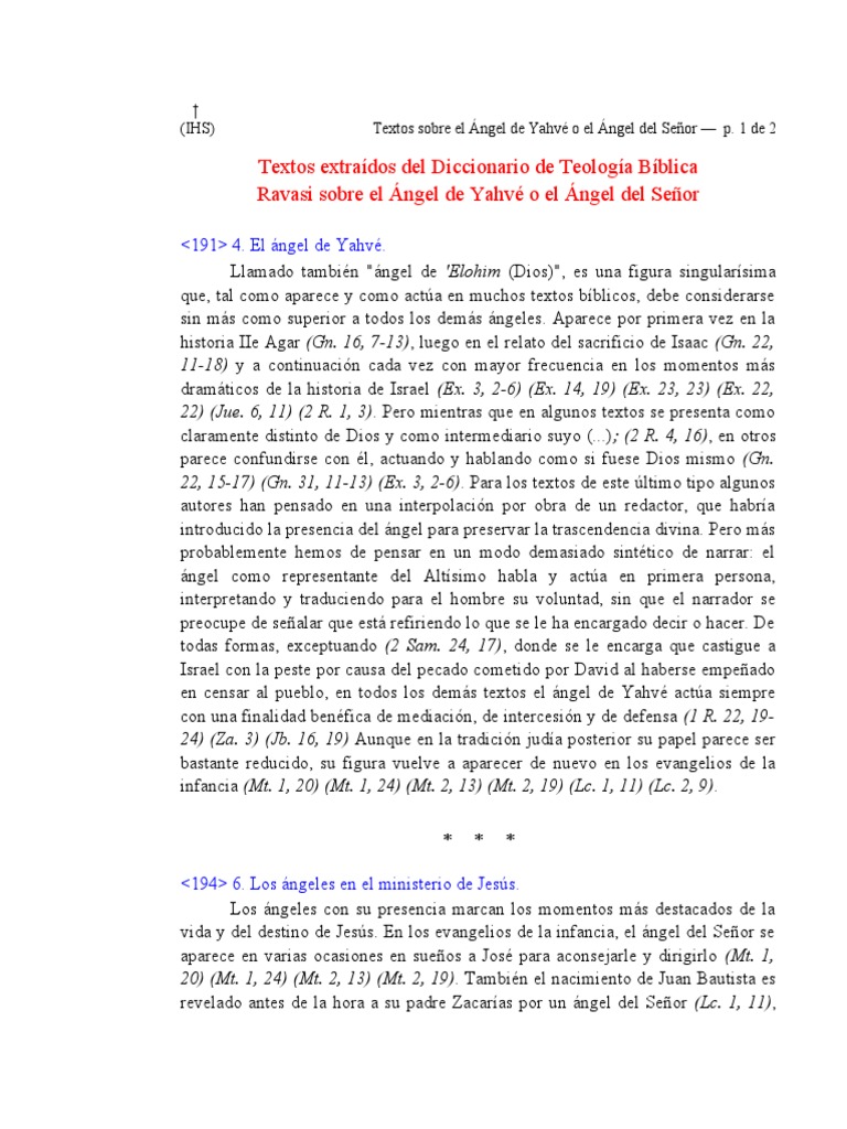 El Ángel de Yahvé o El Ángel Del Señor | PDF | María, madre de Jesús ...