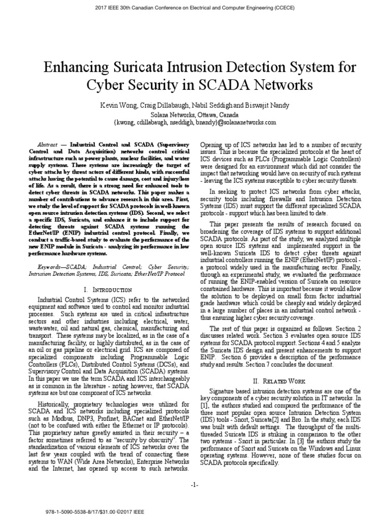 Enhancing Suricata For Cyber Security SCADA Networks | PDF | Scada | Computer Network