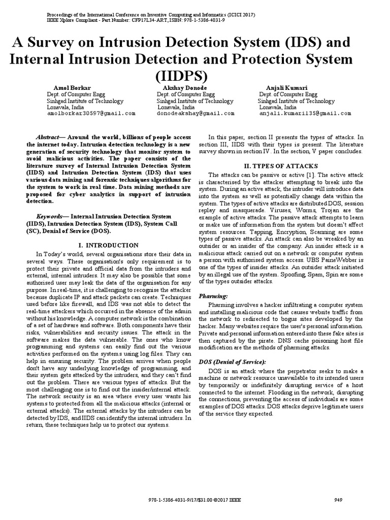 IDS Vs IIDS PDF | Download Free PDF | Phishing | Denial Of Service Attack