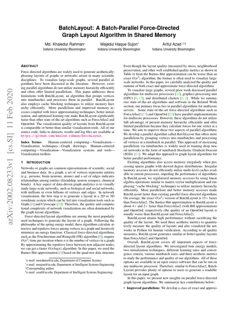 Batchlayout: A Batch-Parallel Force-Directed Graph Layout Algorithm in Shared Memory | PDF ...