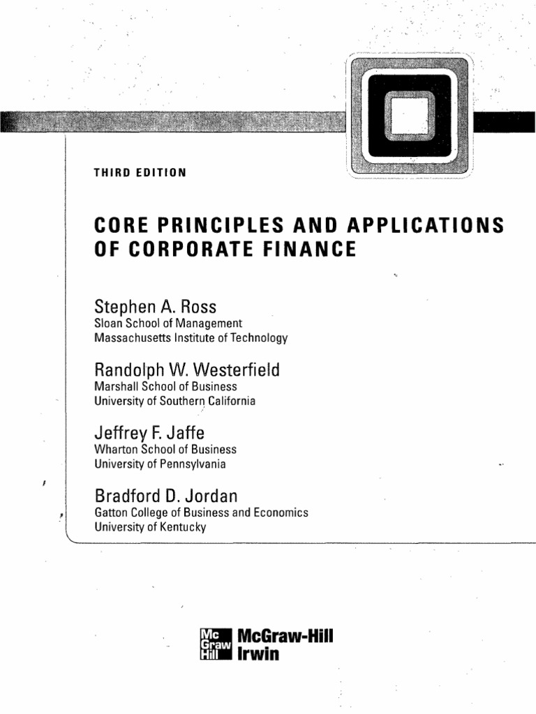 Core Principles And Applications Of Corporate Finance Stephen A Ross