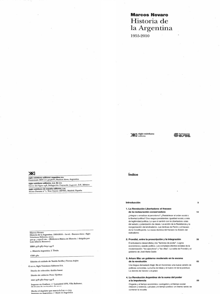 Marcos Novaro - Historia de La Argentina 1955-2010 PDF | PDF