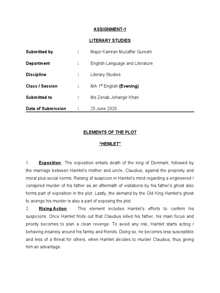 Elements of Plot in Hamlet | PDF | Hamlet | Plays Based On European ...