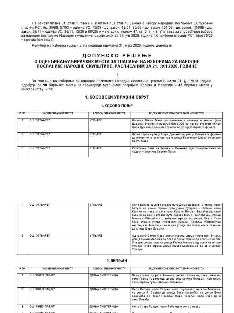 Dopunsko Resenje o Odredjivanju BM | PDF