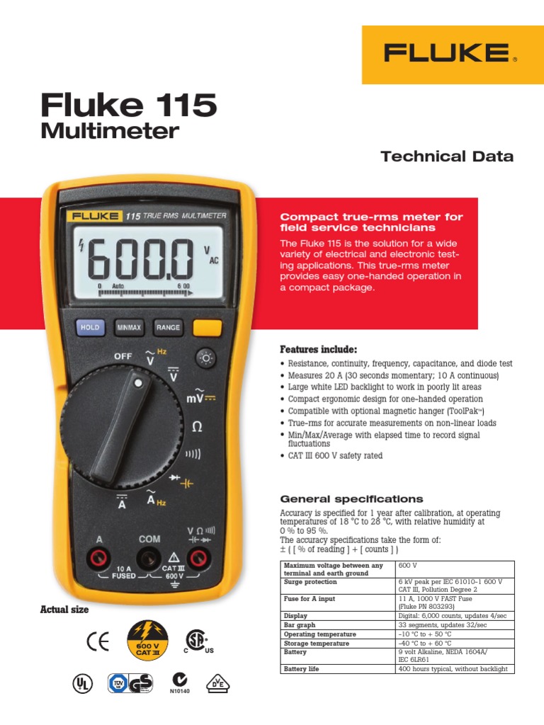 Fluke 115: Multimeter | PDF | Electricity | Electronics