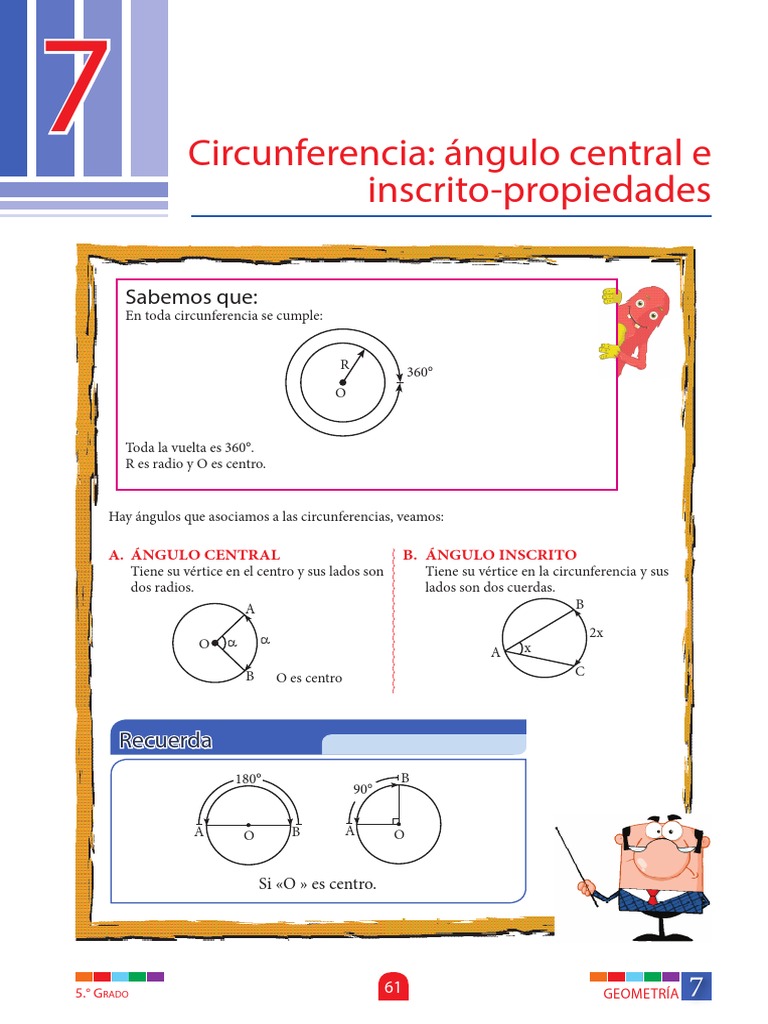 Circunferencia - Ángulo Central e Inscrito - Propiedades | PDF ...