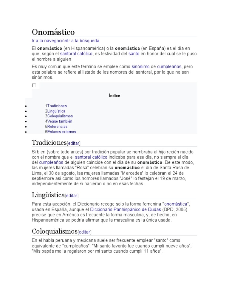 Significado y Tradiciones del Onomástico | PDF