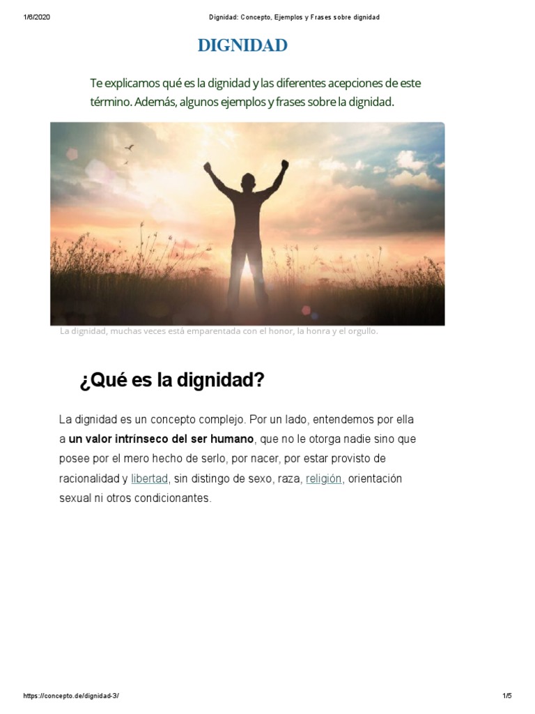 Dignidad - Concepto, Ejemplos y Frases Sobre Dignidad $$$$$$ PDF | PDF ...