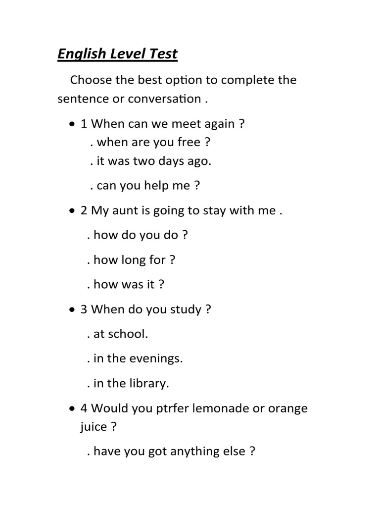 English Level Test | PDF