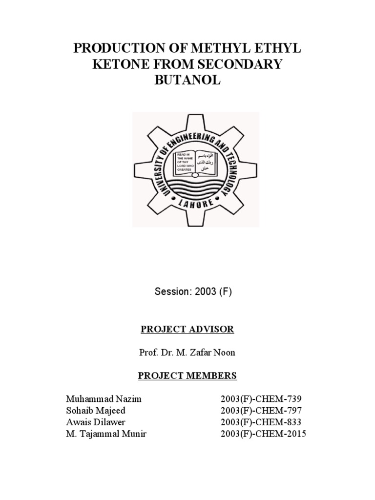 Production of Methyl Ethyl Ketone From Secondary Butanol | PDF ...