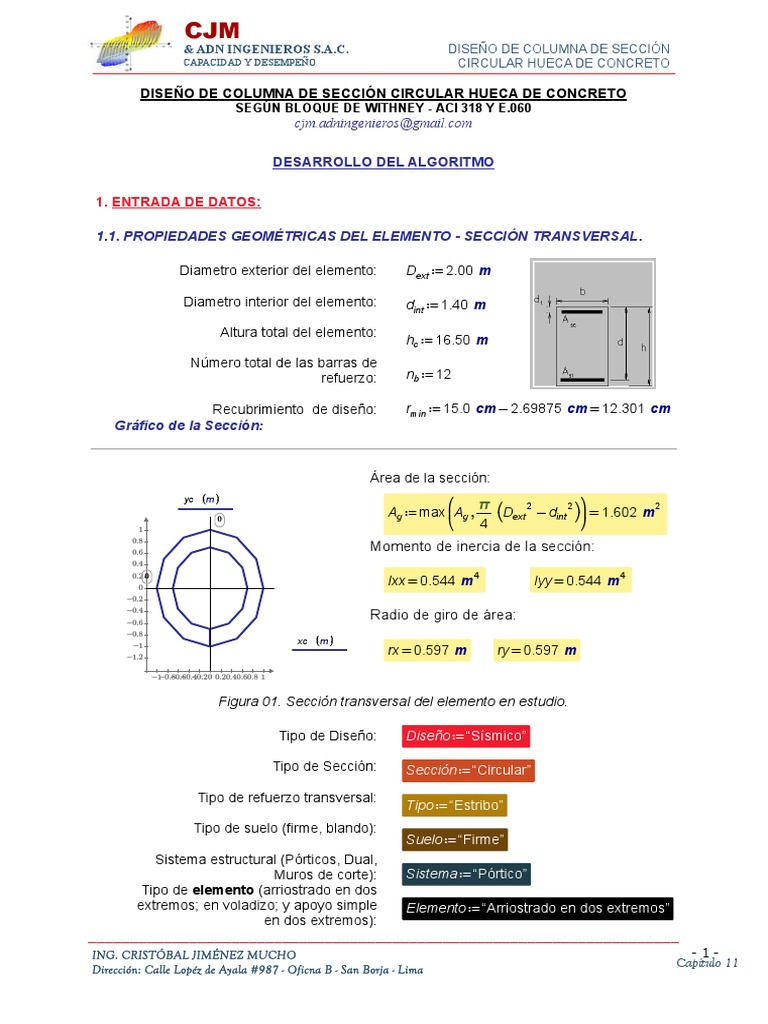 DIAGRAMA DE INTERACCIÓN DE COLUMNA DE SECCIÓN CIRCULAR HUECA DE CONCRETO REFORZADO | PDF ...