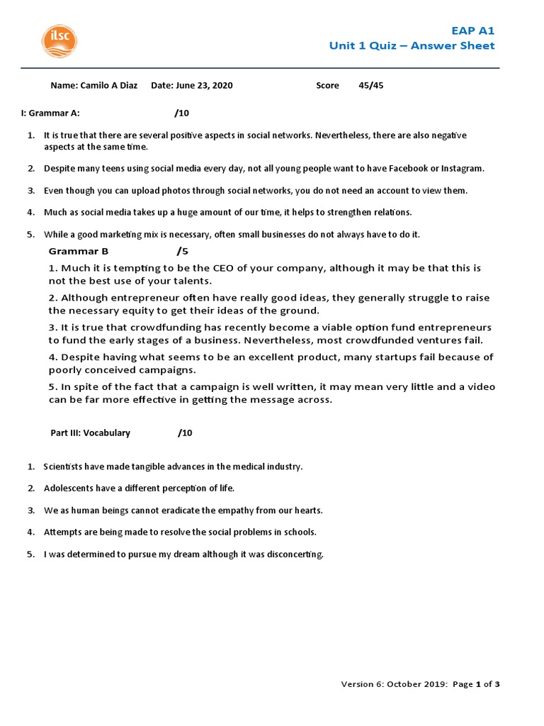 Eap Unit 1 Test Pdf Social Media Popular Culture Media Studies