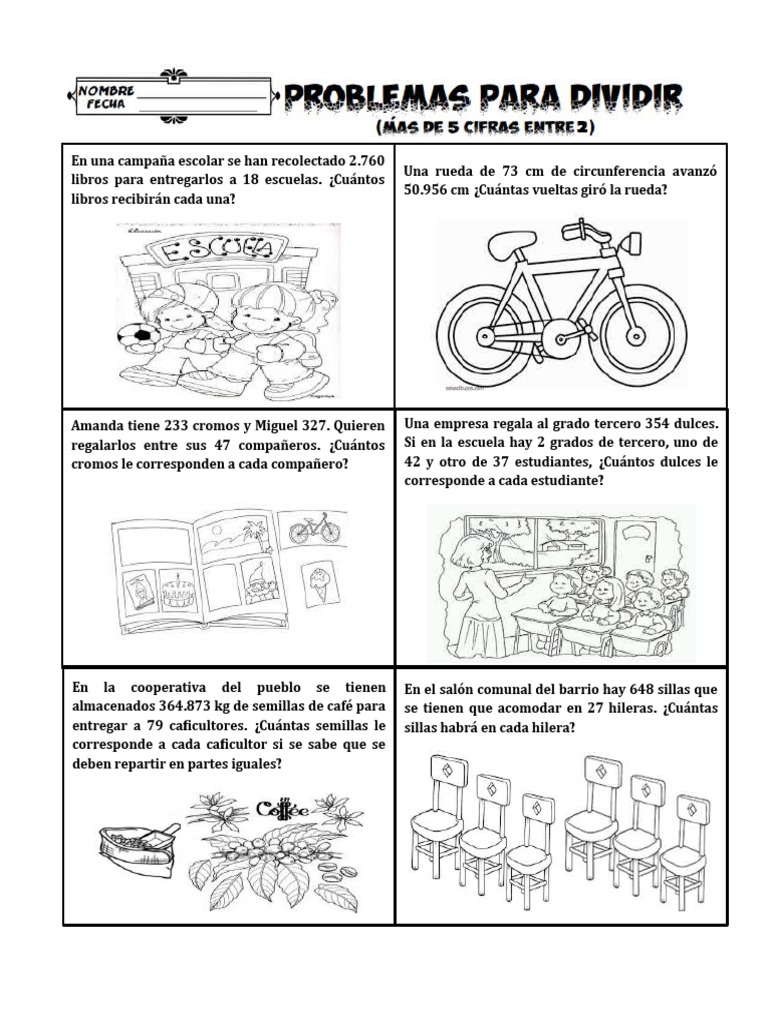 Divisiones Problemas Grado 3 | PDF
