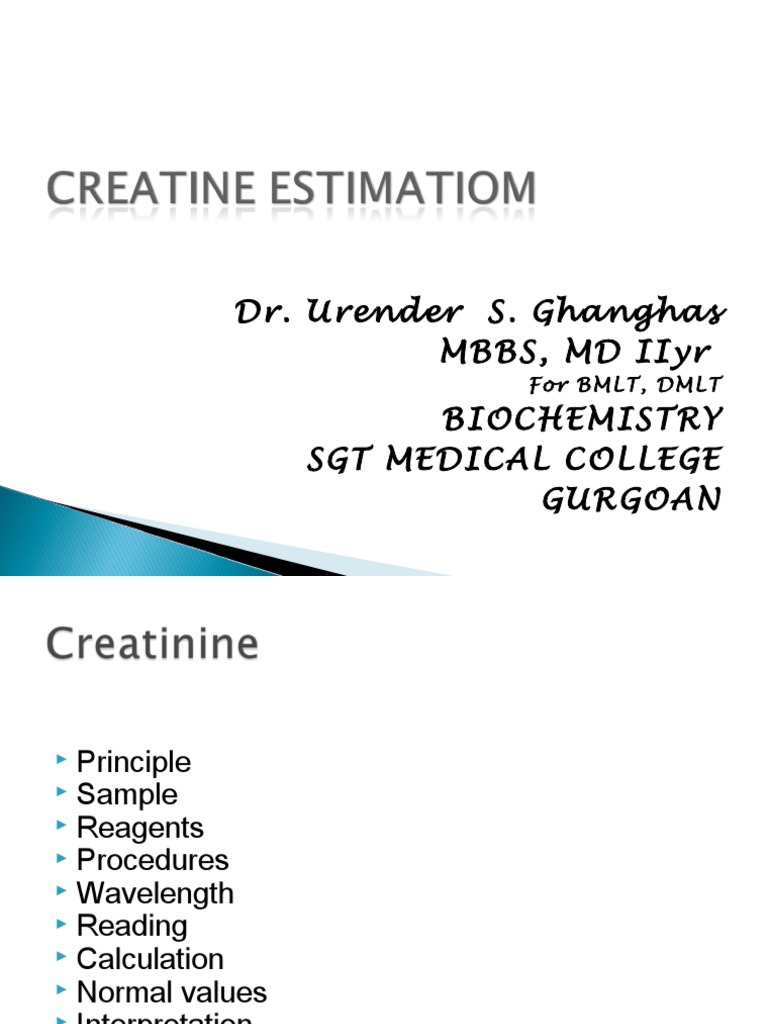 Creatinine Estimation 151008095551 Lva1 App6892 | PDF | Creatinine ...
