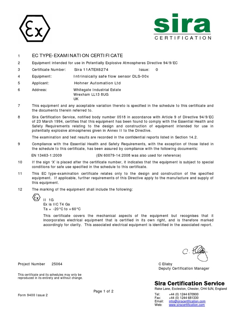 Ec Type-Examination Certificate: Certification | PDF