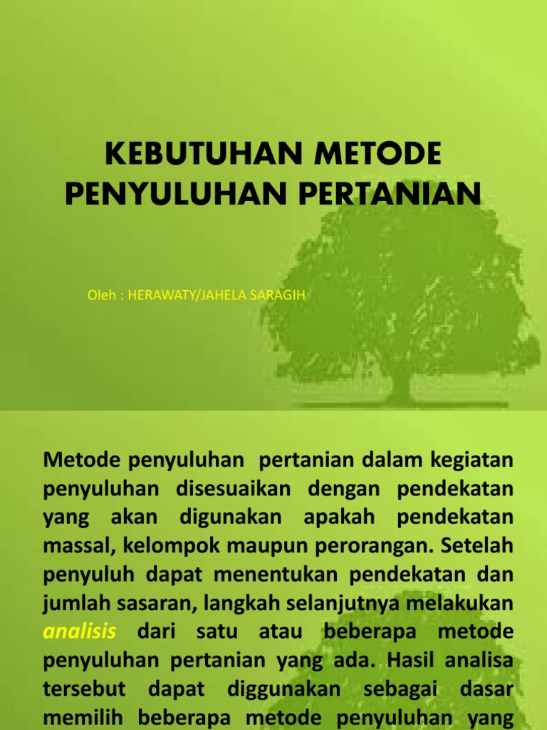 Kebutuhan Metode Penyuluhan Pertanian | PDF