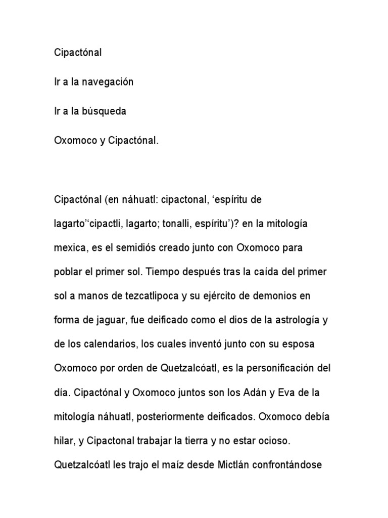 Cipactónal | PDF | Cultura de las Americas | Deidades