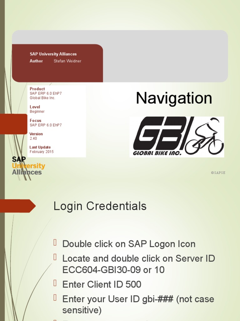 Navigation: SAP University Alliances Author | PDF | Sap Se | Graphical ...