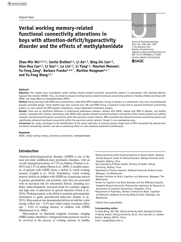 Wu, 2017 | PDF | Working Memory | Attention Deficit Hyperactivity Disorder