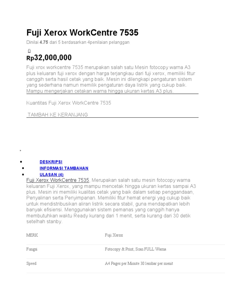 Fuji Xerox WorkCentre 7535 | PDF