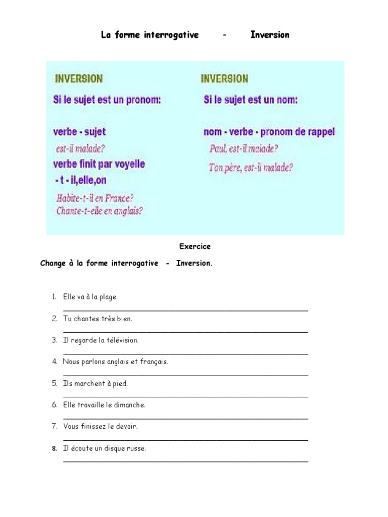 La Forme Interrogative | PDF